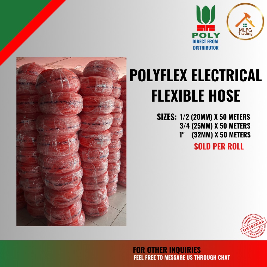 POLYFLEX Electrical Flexible Hose 1/2" (20MM), 3/4" (25MM), 1" (32MM) 50 Meters Per Roll | Lazada PH