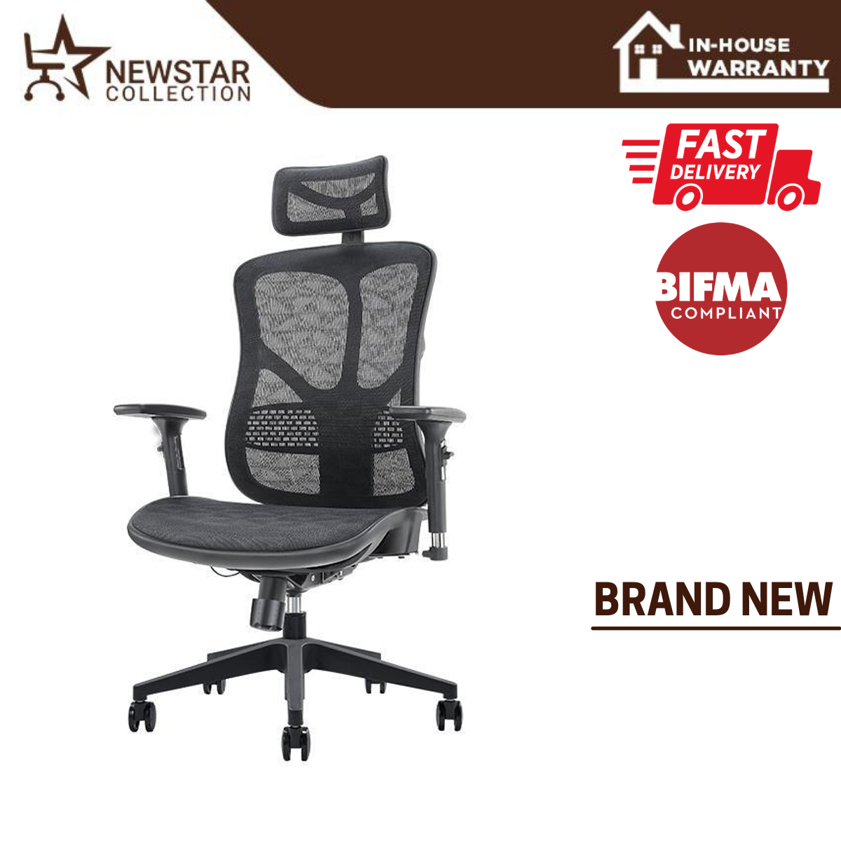 Newstar OFC Ergonomic Full Mesh Office Chair, Computer Chair, Home ...