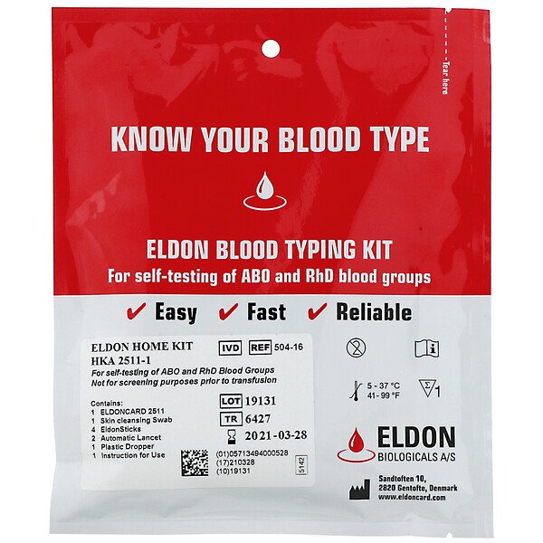 D'adamo, Eldon Blood Typing Kit, 1 Easy Self-Testing Kit | Lazada Singapore