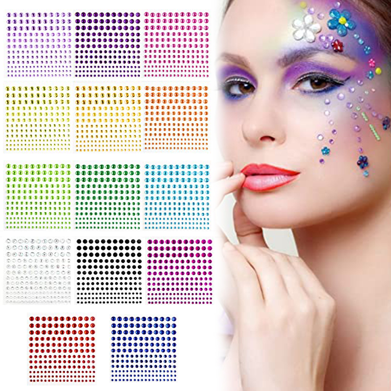 1Sheet 165Pcs 3456mm Rhinestone Stickers Crystal Jewels Stickers Self ...