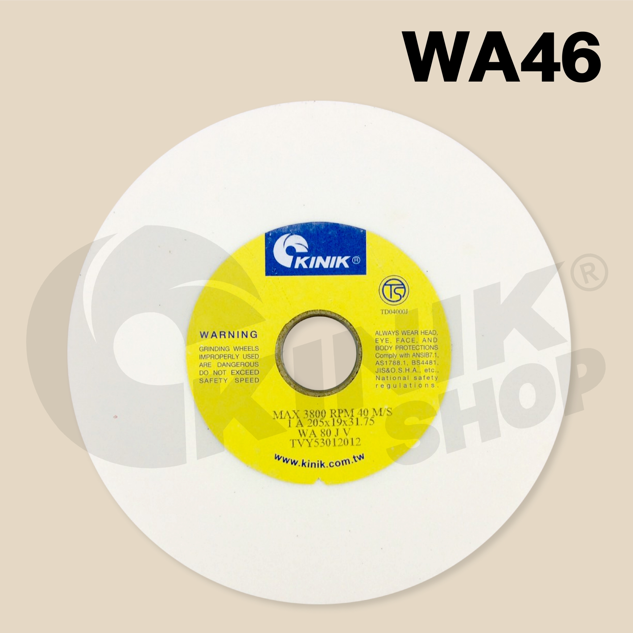 [1ก้อน] KINIK หินเจียรหน้าตรง1A ขนาด8นิ้ว (205x19x31.75mm.) WA46/WA60 ...