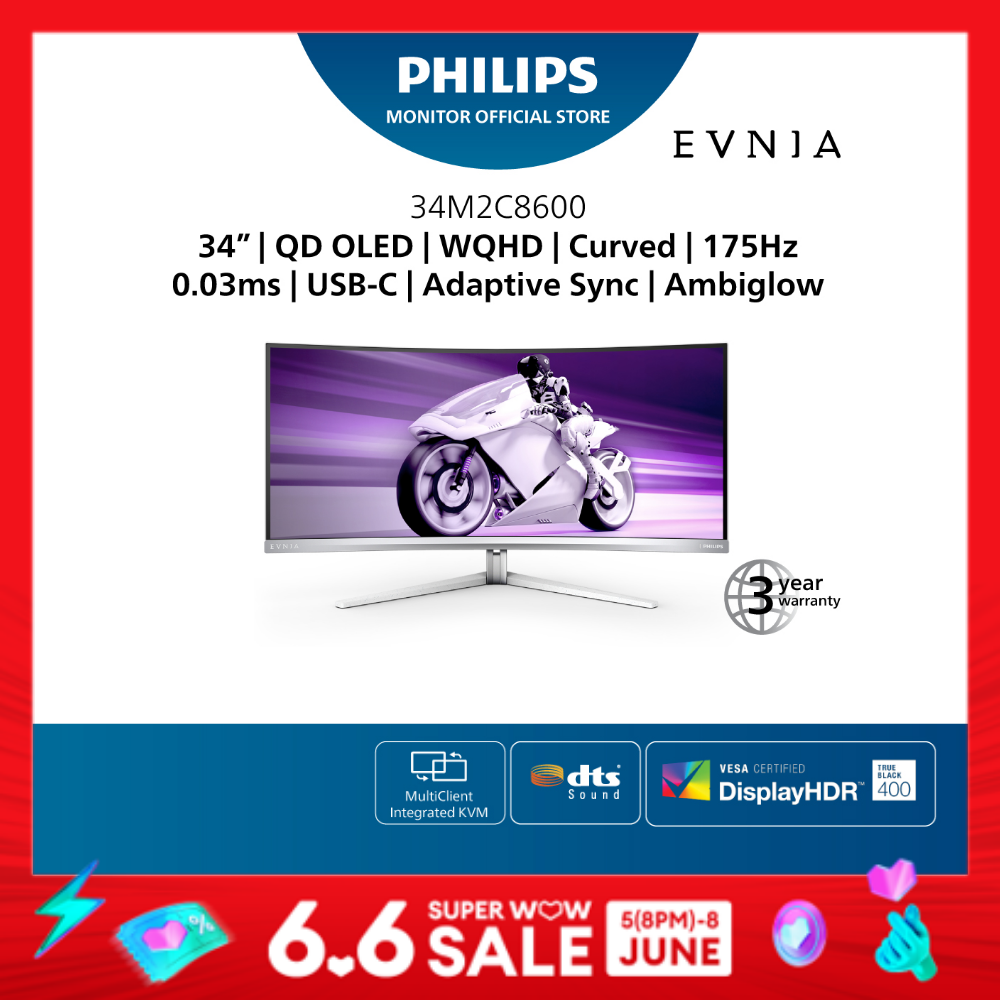 Evnia 34M2C8600 34" WQHD Curved AMD FreeSync™ Premium Pro Ambiglow QD ...