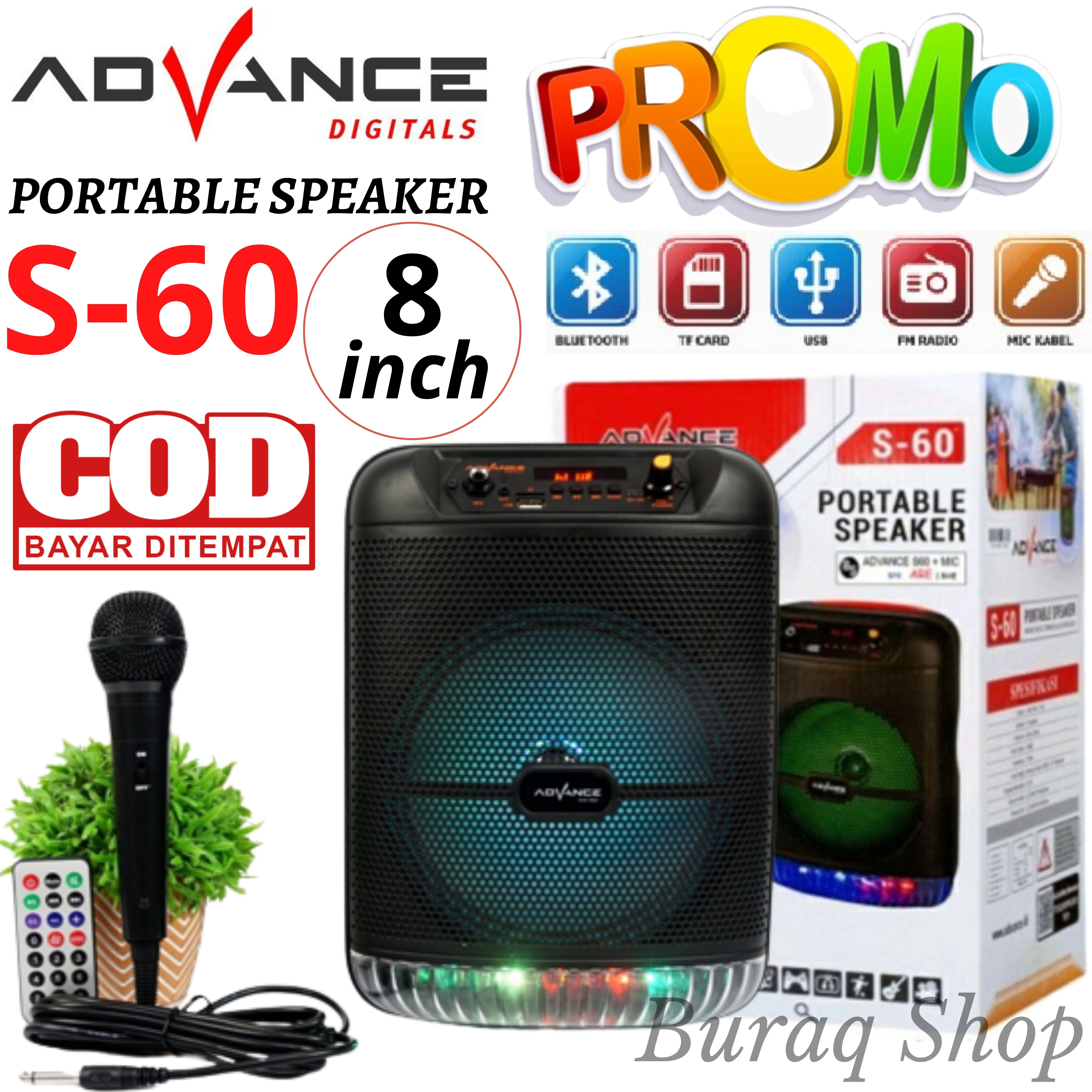 Speaker Active Portable Advance S-60 Bluetooth Free Mic | Lazada Indonesia