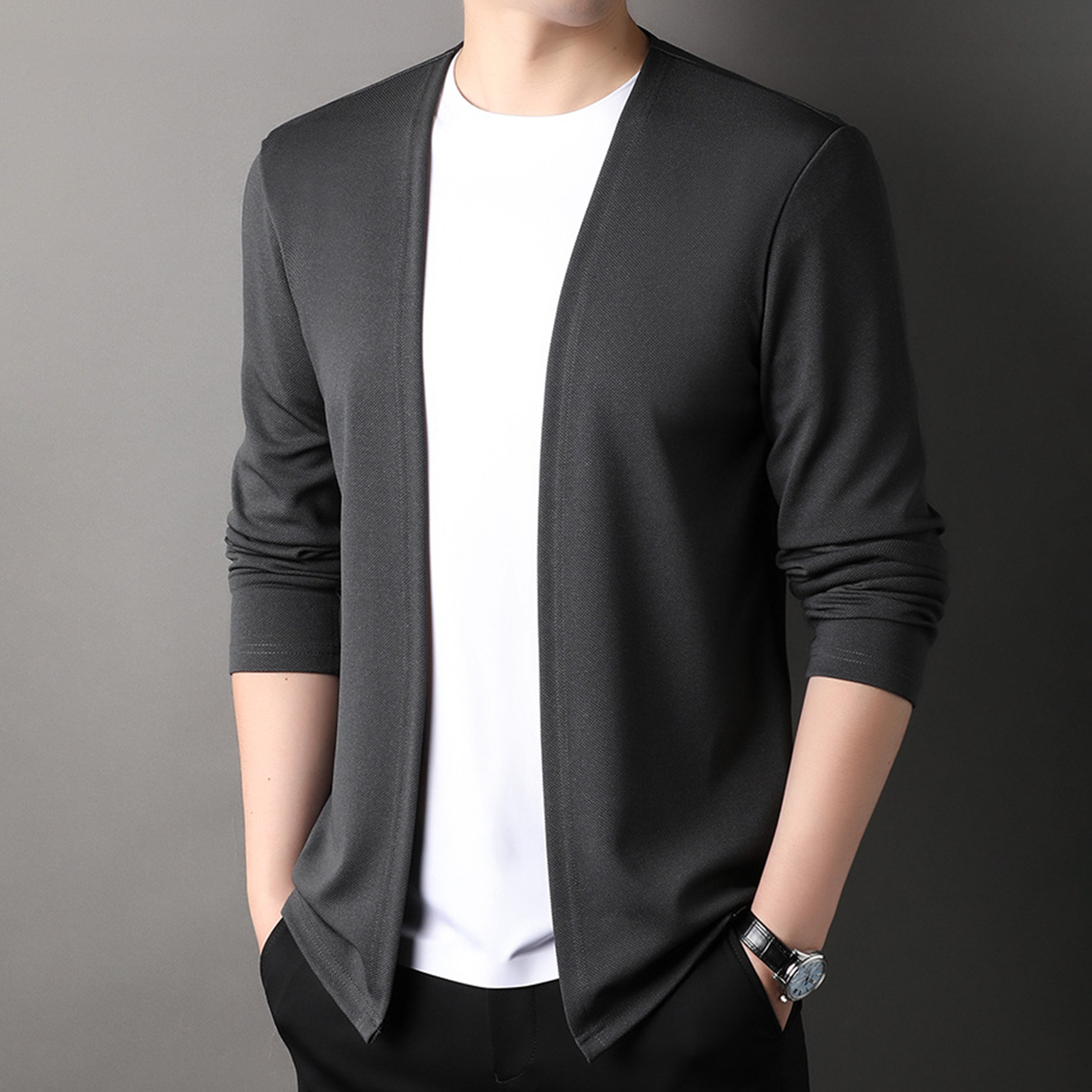 Xfashion Men Knitted Sweater Men Knitted Cardigan Mens Slim Fit Sweater ...
