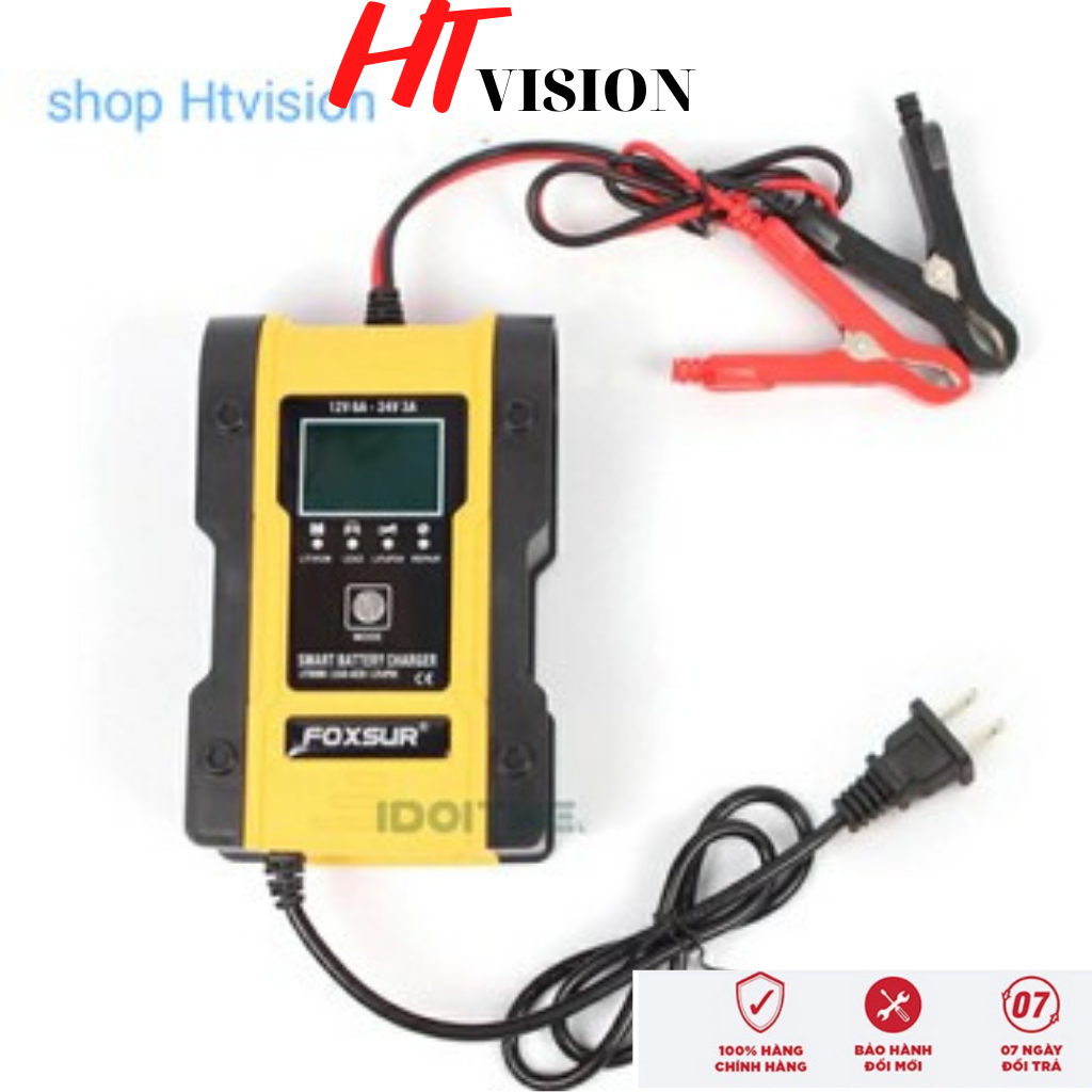 Bộ sạc Foxsur 12V(6A) 24V(3A) 6Ah - 120AH sạc pin Lithium ion 18650 ...