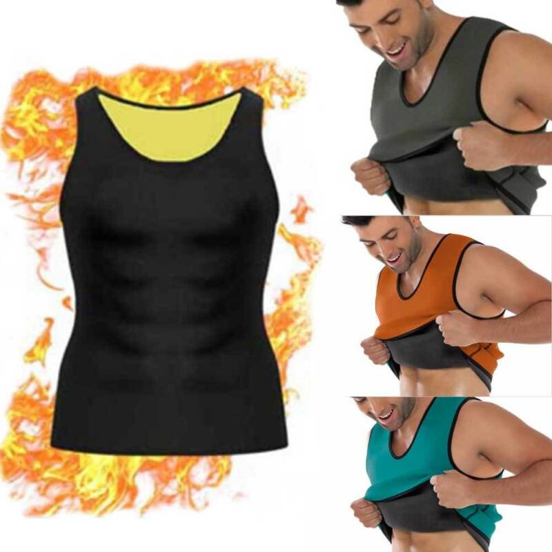 Black Neoprene Men Body Shapers Vest Slimming Waist Fitness Weight Loss ...