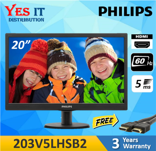 20" Monitor PHILIPS 203V5LHSB2/69 19.5 LED FLAT MONITOR (FREE HDMI ...