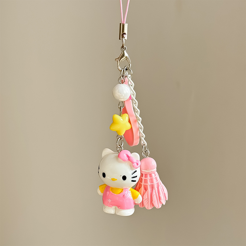 Hello Kitty Badminton Key Chain Sanrio KT Cat Phone Chain Pendant Bag ...