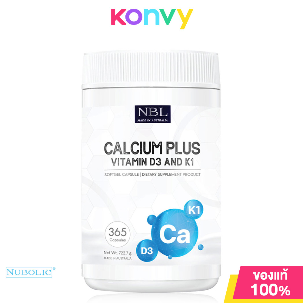 NUBOLIC Calcium Plus Vitamin D3 and K1 365 Capsules - Konvy - ThaiPick