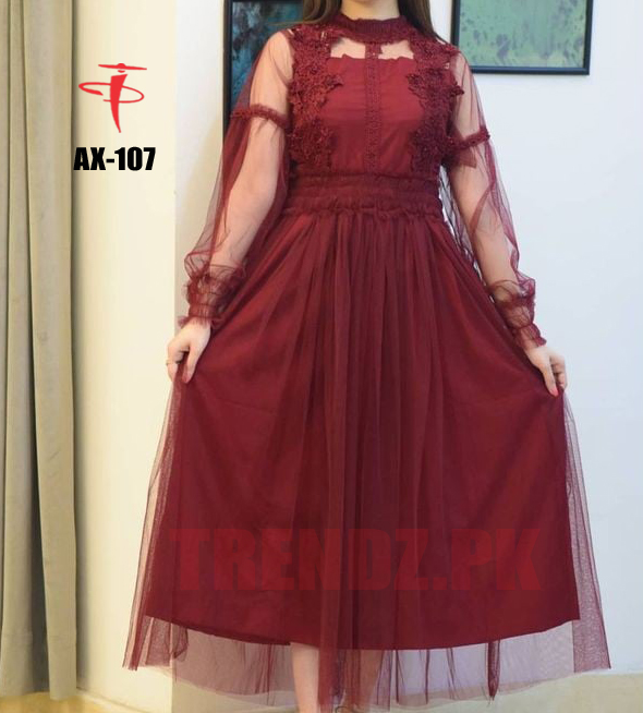 Star Garnet Fine Net Fancy Maxi for Girls, Ladies AX-107, Trendy dress ...
