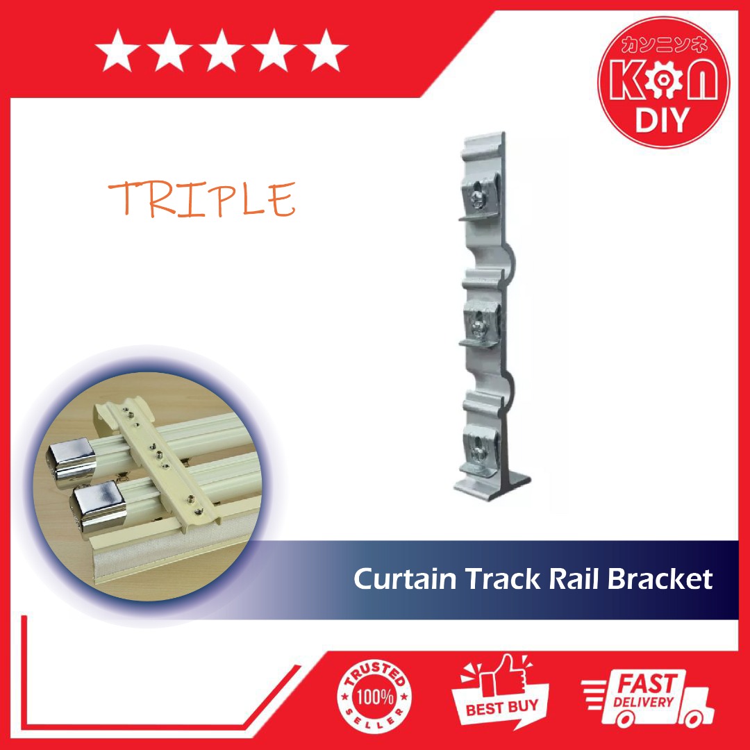 Knn Diy Curtain Track Rail Bracket Single Double Triple Curtain Rail Bracket Kaki Untuk