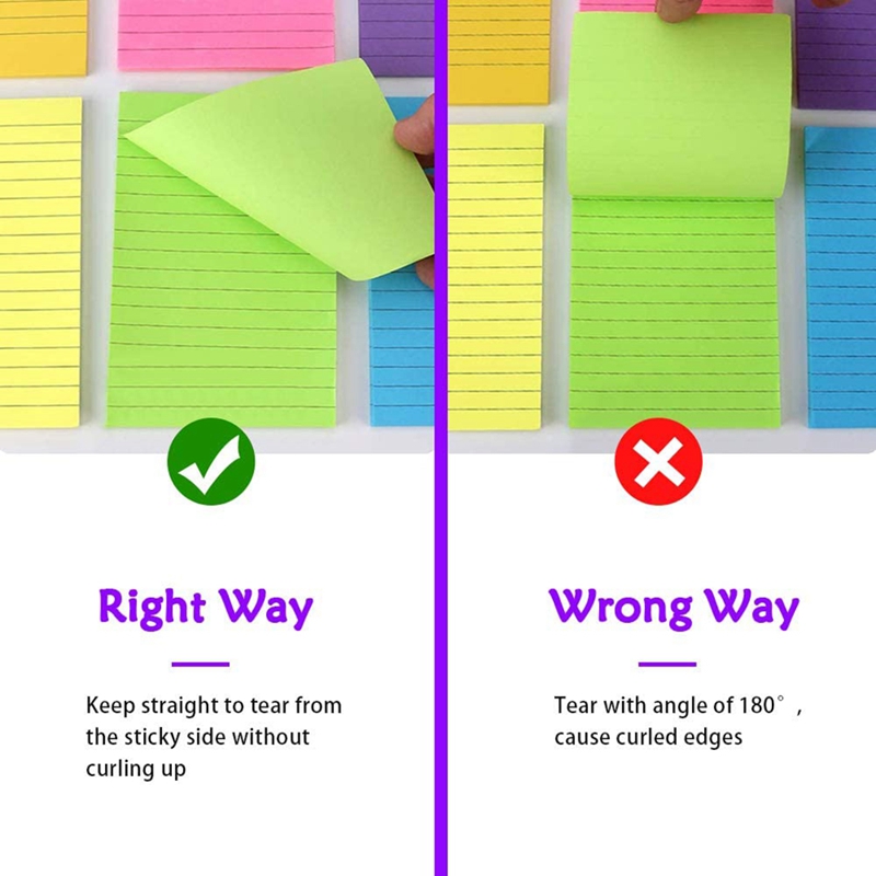 Sticky Notes,6 Pack 300 Sheets Lined Sticky Notes Set, Sticky Notes Pad ...