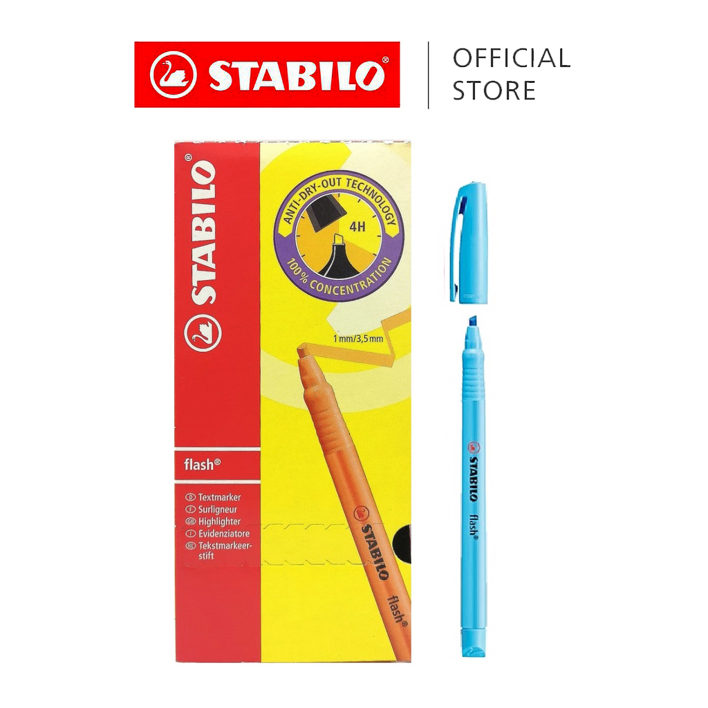 STABILO Flash Highlighter Pen and Text Marker - Set of 6 Colours / Box ...