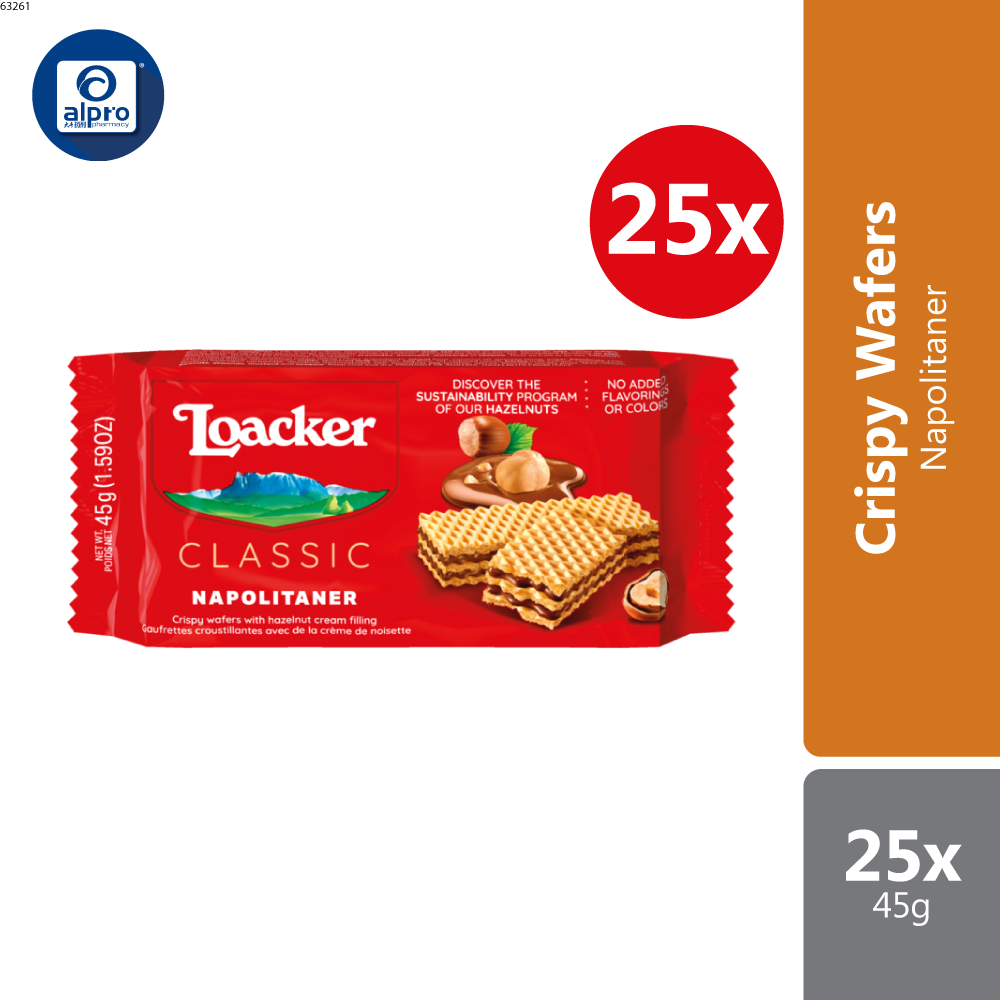 Loacker Chocolate Wafer 45g x 25pcs (Napolitaner / Creamkakao) | Lazada