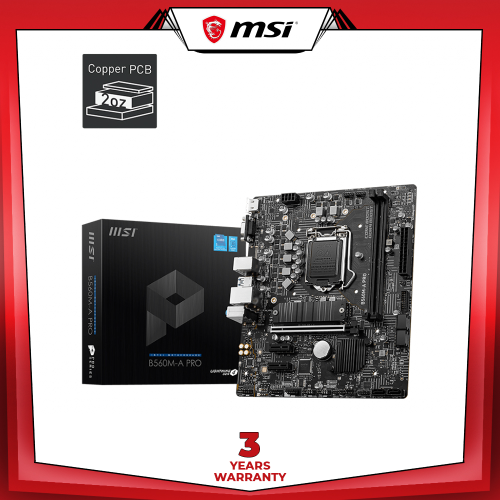 MSI B560M-A PRO Micro-ATX Motherboard, Intel B560 Chipset, LGA 1200, 6x ...