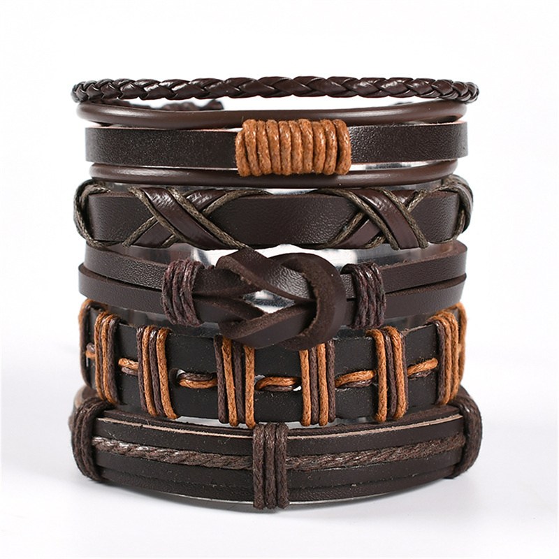 Vinatge Gothic Punk Skull Star Metal Multilayer Leather Men Bracelets ...