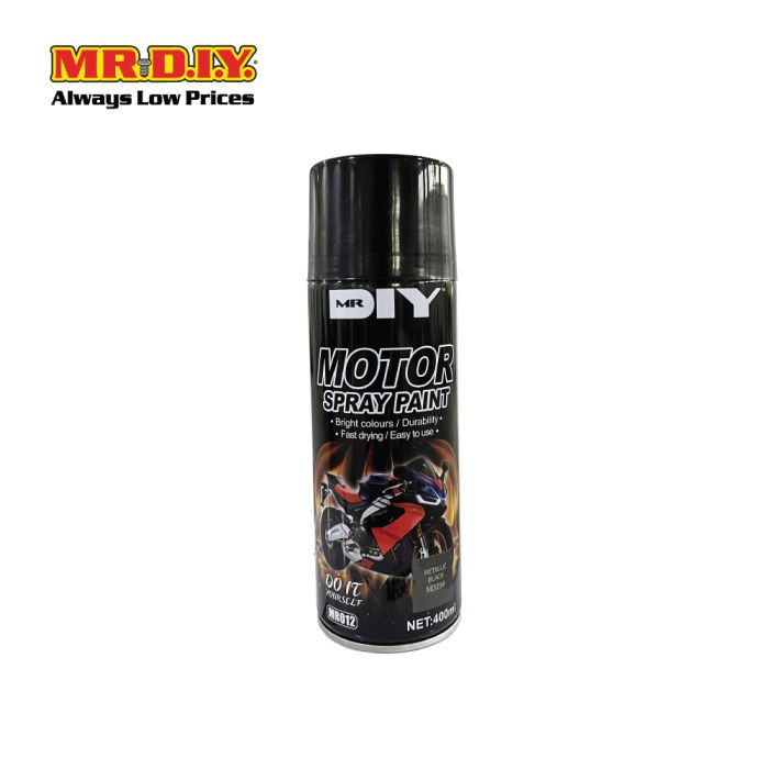 (MR.DIY) Motor Spray Paint Metallic Black M009 400ml | Lazada