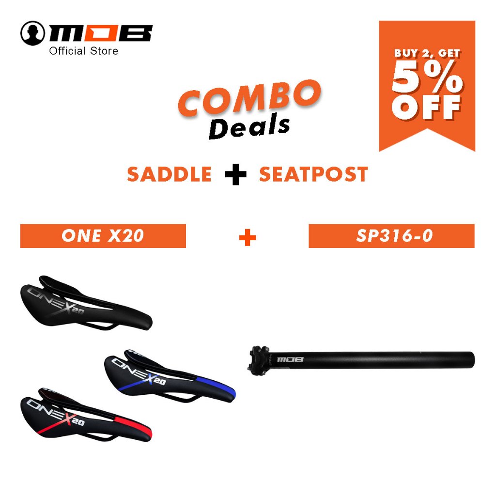 MOB One X20 MTB/Road Saddle and MP SP316-0 MTB Bicycle Seatpost Combo ...