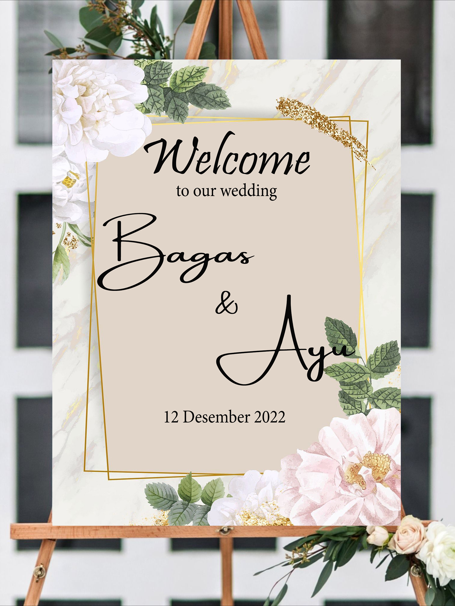 Papan Kayu Nama Welcome Sign Printing Wedding Lamaran Pernikahan UKURAN ...