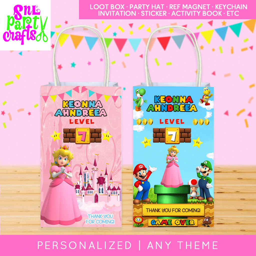 Princess Peach Loot bag Super Mario Birthday souvenir giveaways ...