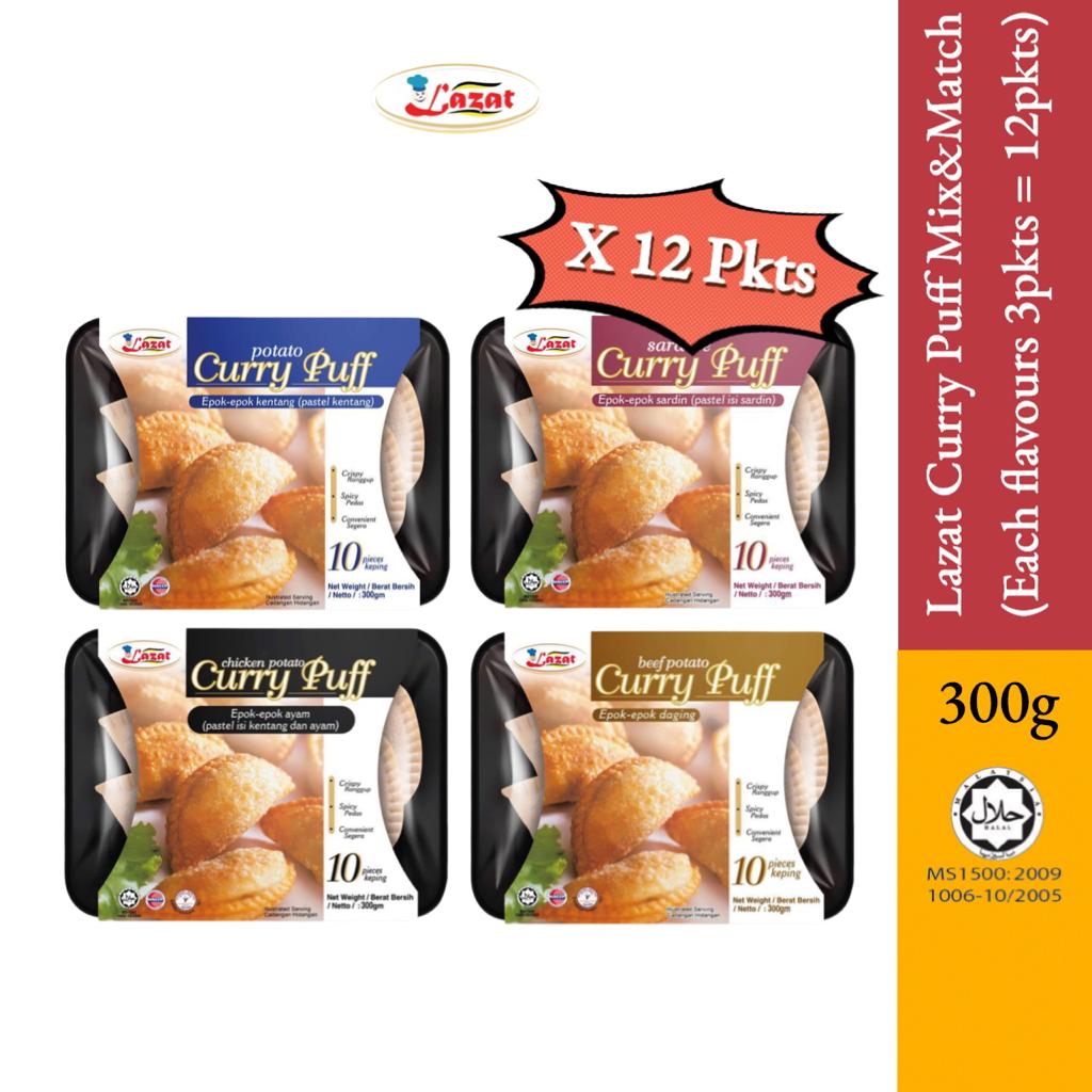 Lazat Curry Puff Frozen Mix & Match 10's (Potato 3, Sardine 3, Chicken ...