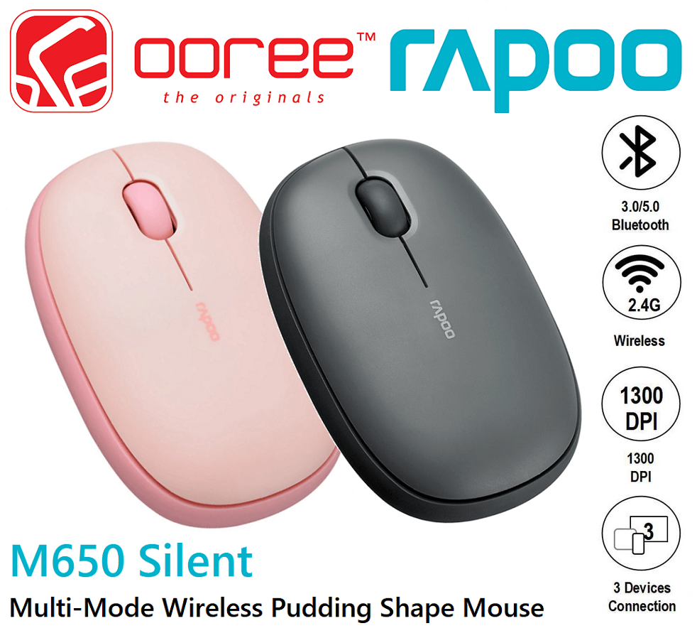 RAPOO M650 SILENT MULTI-MODE PUDDING SHAPE WIRELESS MOUSE WITH 3 ...