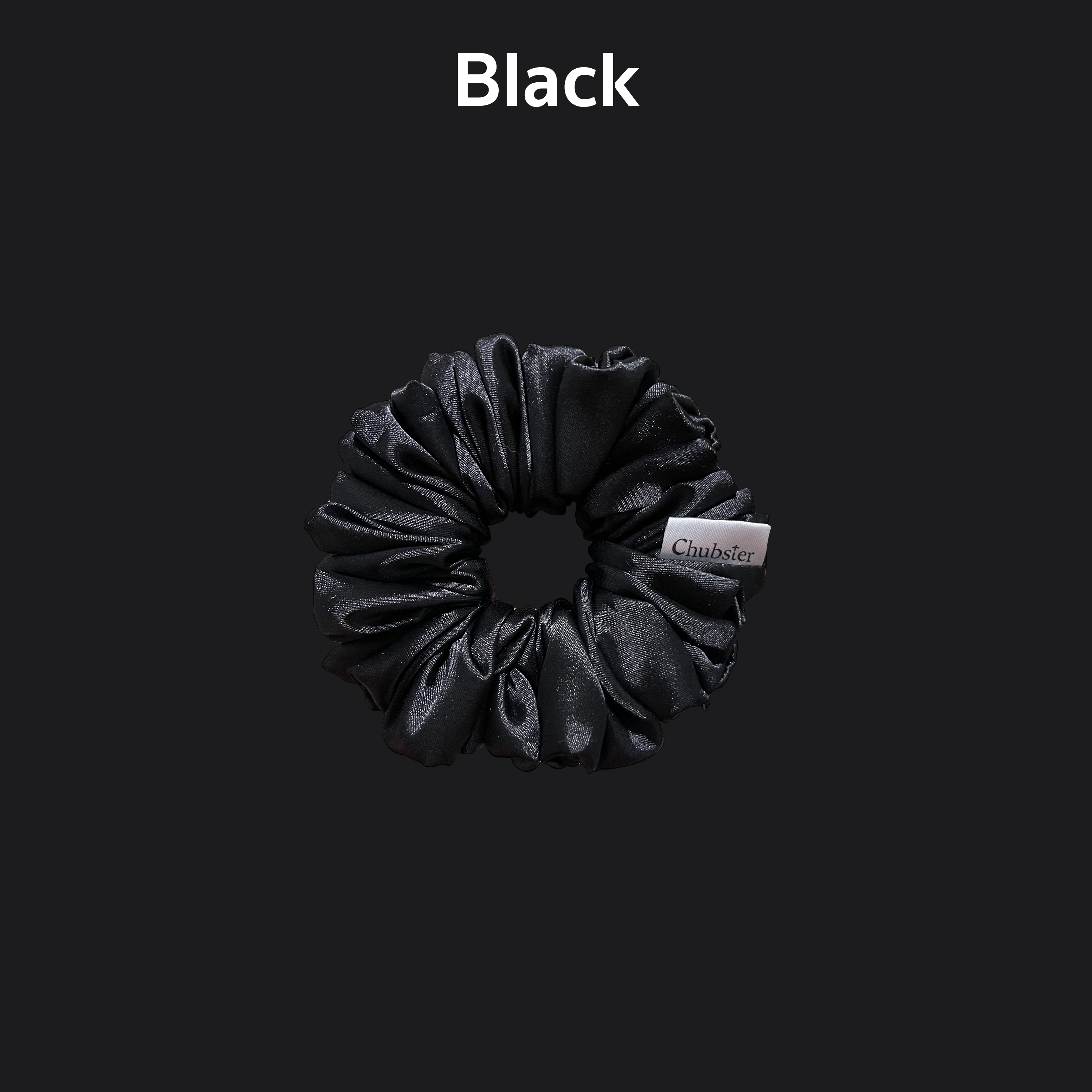 Black (ไซส์ Mini-10ซม.) Satin Scrunchies ยางรัดผมซาติน หนานุ่ม ยางมัดผม ...