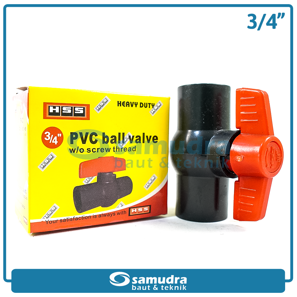 HSS Stop Kran PVC 3/4" Ball Valve Polos Plastik Pipa Air Sock Engkol ...