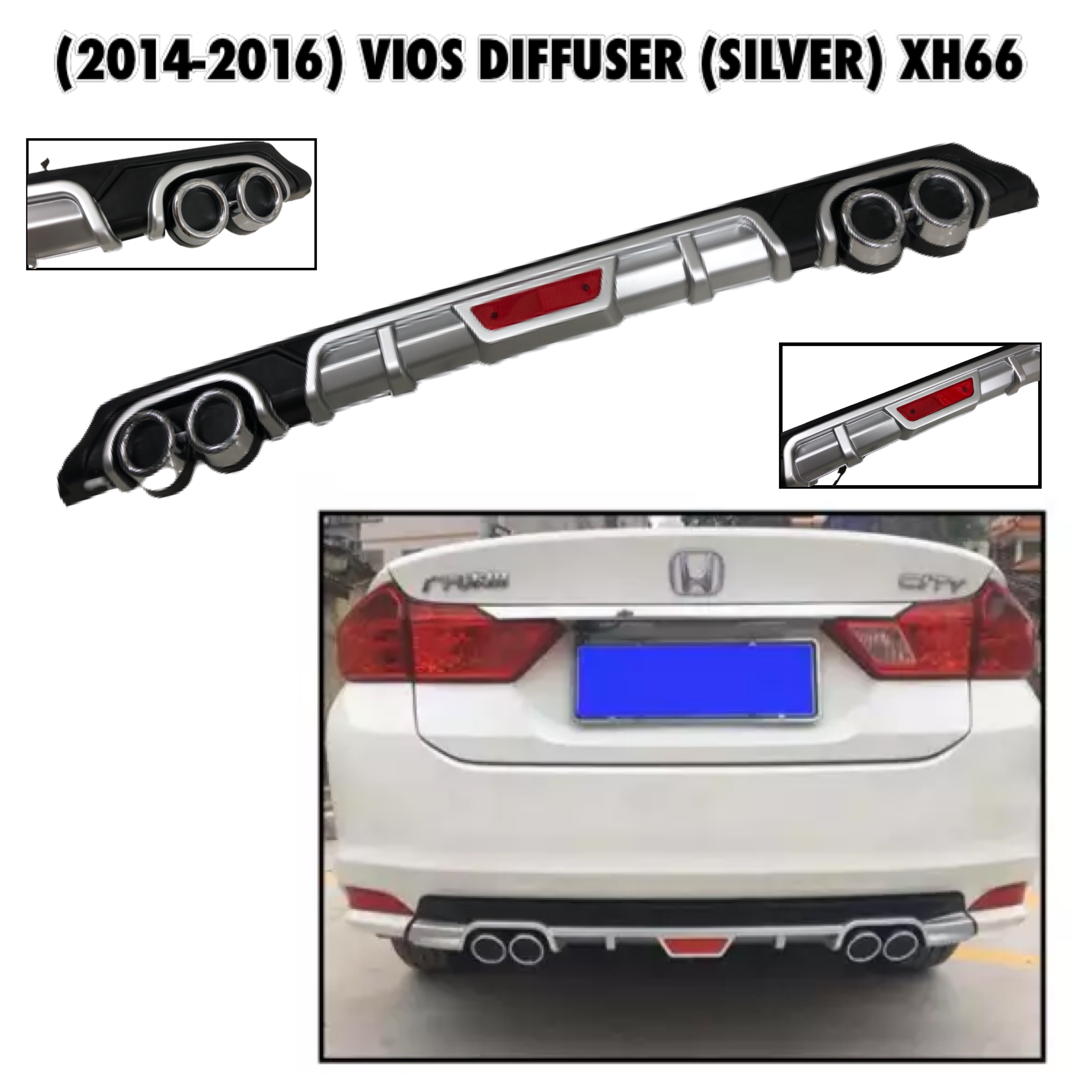 CP 2014-2016 TOYOTA VIOS SILVER Car Rear Bumper Diffusers Lip Spoiler ...