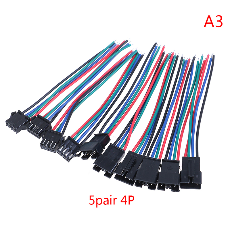 5Pairs SM 2Pin 3Pin 4Pin Male and Female LED Strip Wire Connector 20cm ...