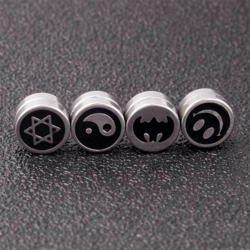 Korean star pentagonal star/star array/foyin male magnet earring ...