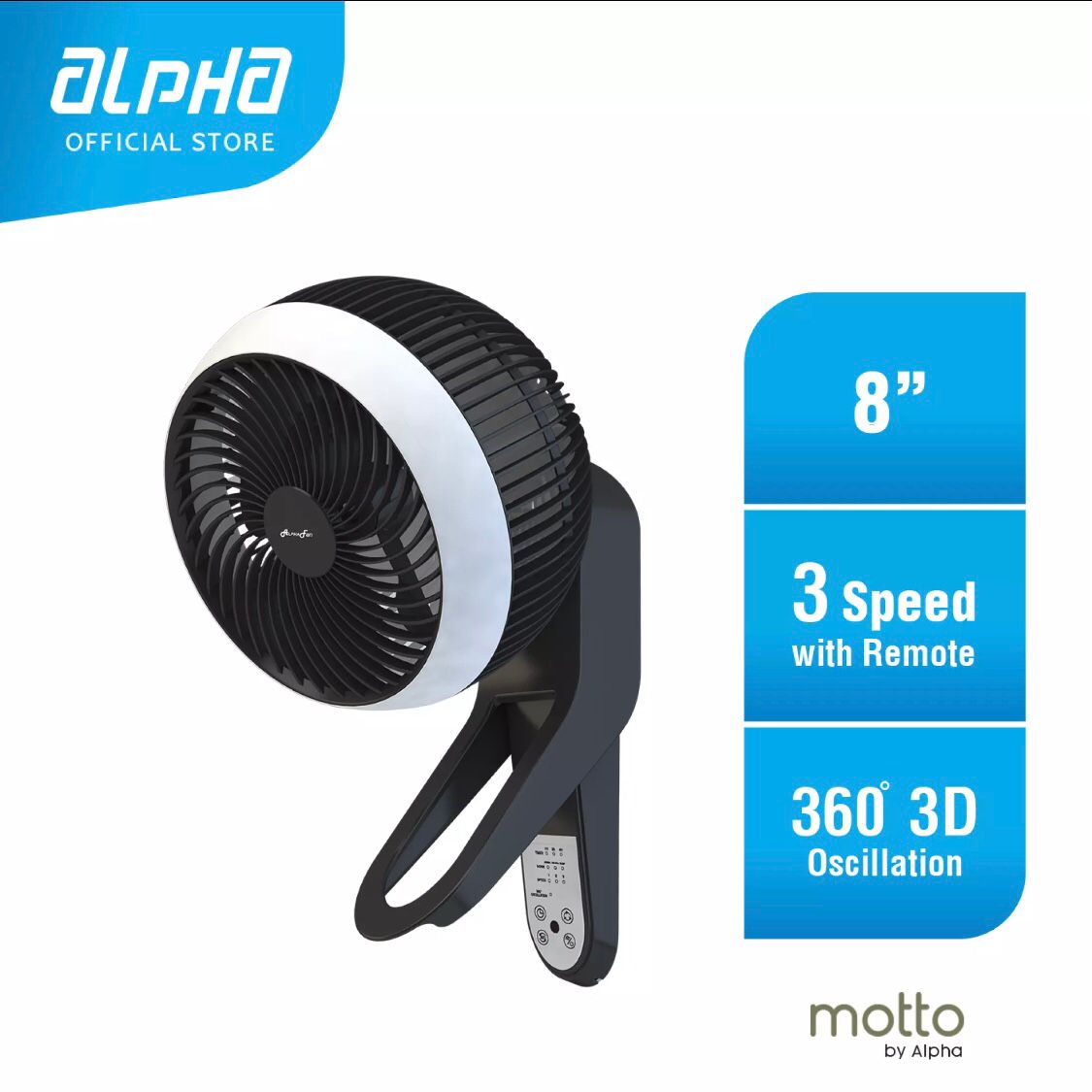 Alpha Fan MOTTO WF360 wall Oscillation fan 360 Wall Fan With Remote ...