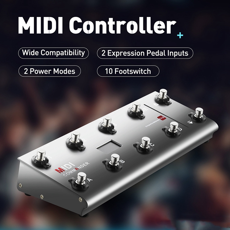 Meloaudio MIDI Commander Guitar Portable USB MIDI Foot Controller with 10 Foot Switches 2 ...
