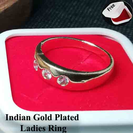 Ladies Gold Colour Rings Artificial Stones With Box | Daraz.lk