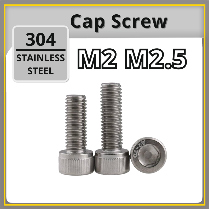 M2 M2.5 Hex Socket Cap Screw DIN912 | SUS 304 Stainless Steel Grade A2-70 | M2 Screw M2.5 Screw ...