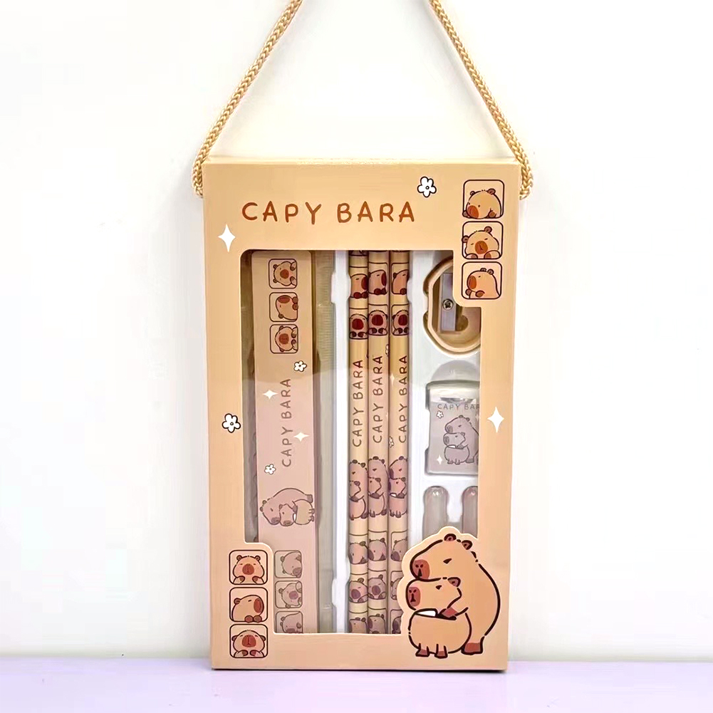 Hittime 8 In 1 Capybara Cartoon Animals Pencil Ruler Eraser Sharpener ...