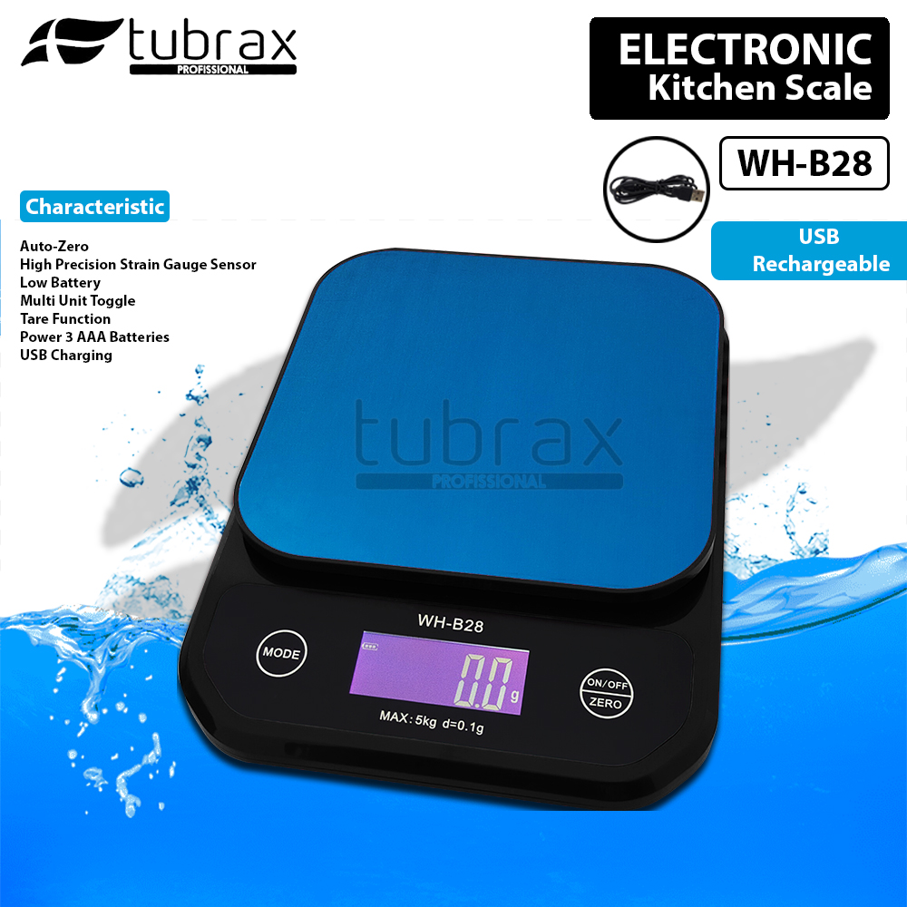 WH-B28 Anti Air 5 KG - 10 KG Timbangan Digital Waterproof LED Dapur Kue Kopi Charge USB 10kg 5kg ...