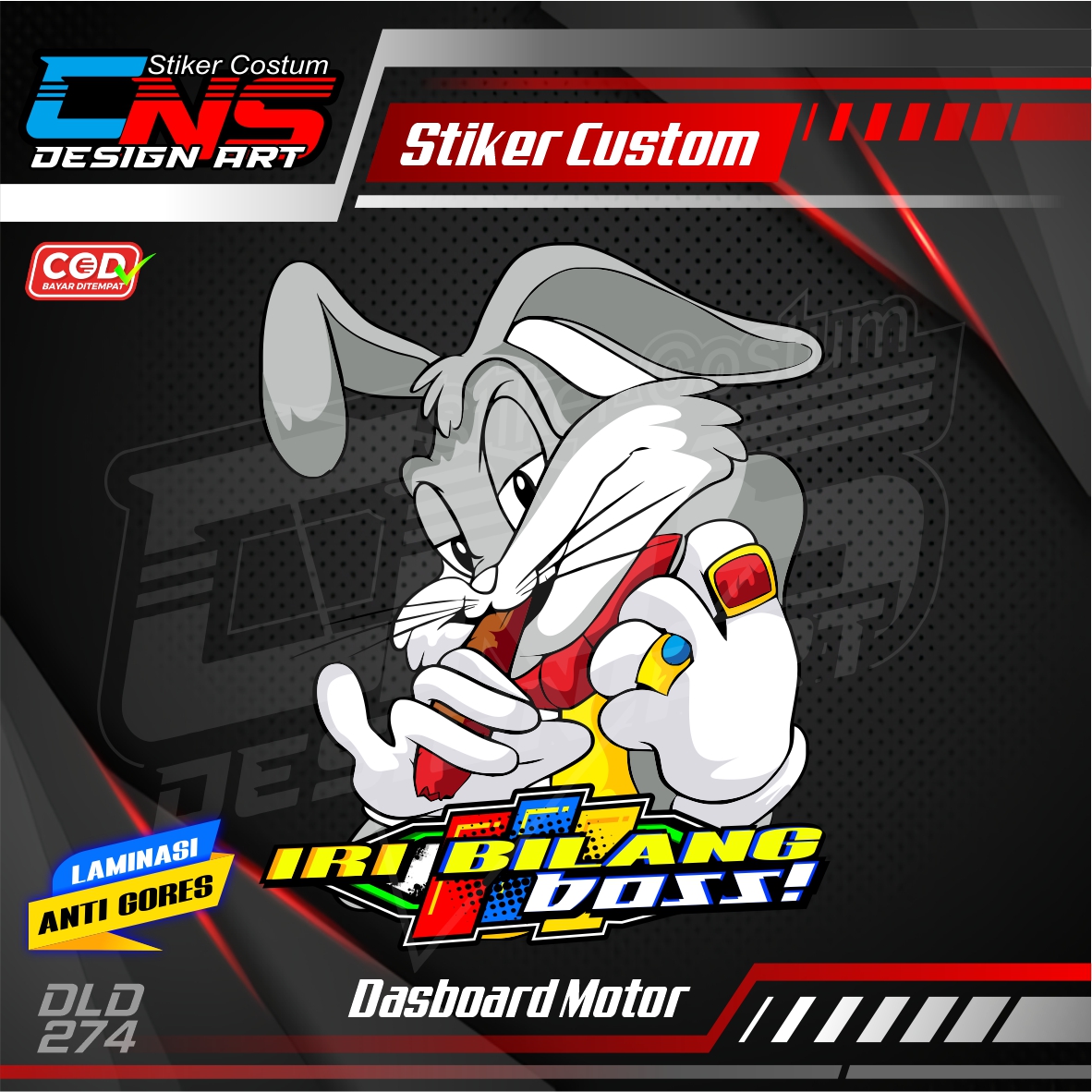 Stiker Kartun Karakter Bugs Bunny IRI BILANG BOS Bisa untuk Dasboard ...