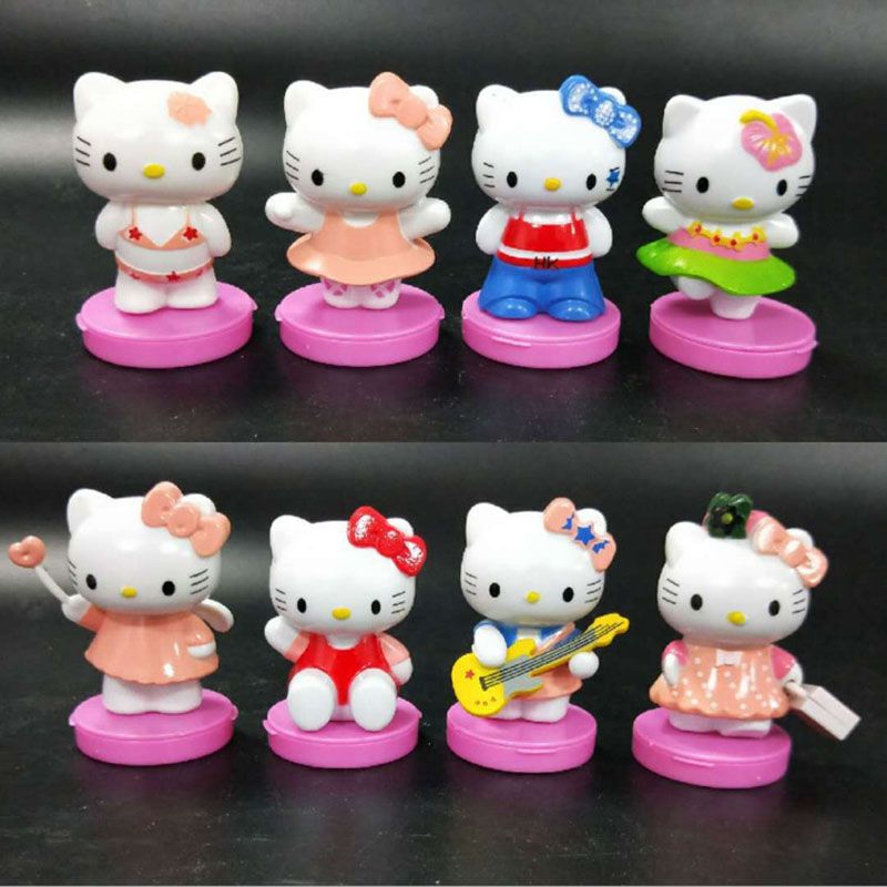 Hello Kitty 8pcsset Mini Figures Cute Cartoon Kt Miniatures Toppers ...