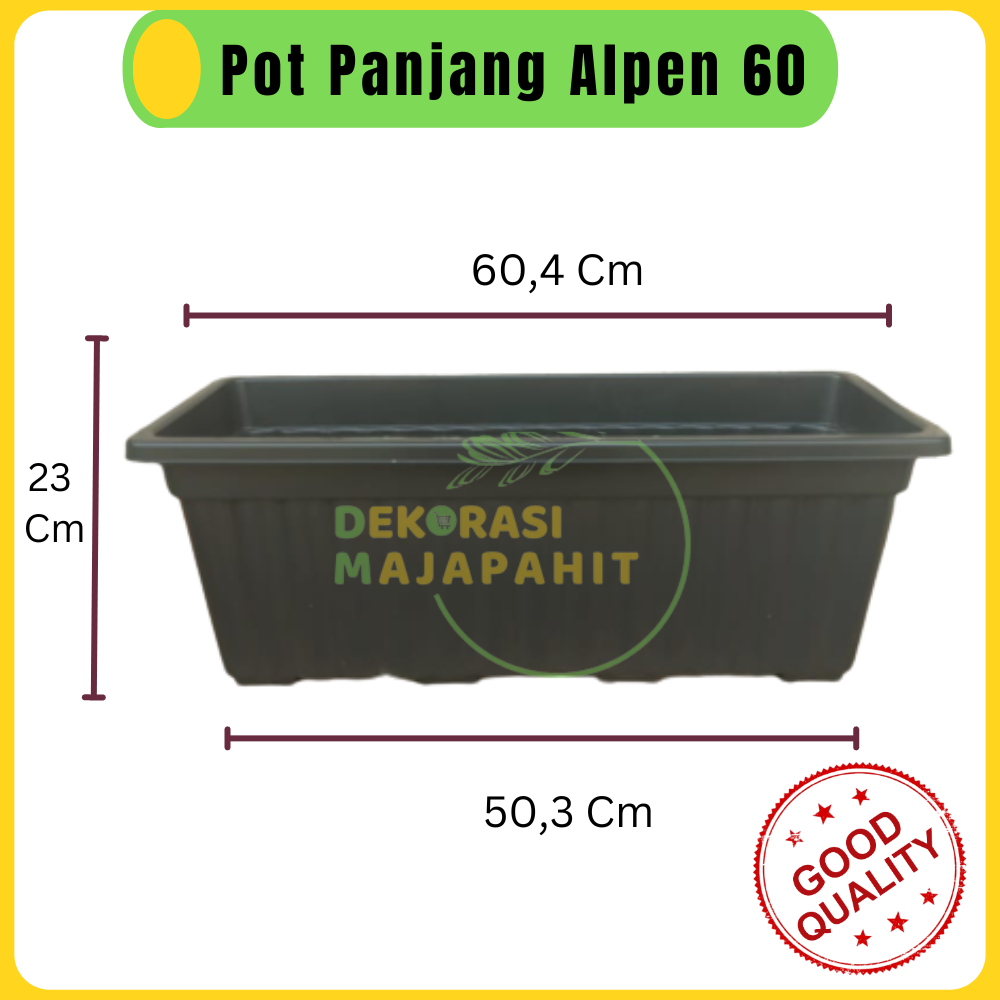PROMO Pot Panjang Alpen 60 Hitam Pot Bunga Segi Panjang 60cm 70cm Hitam ...