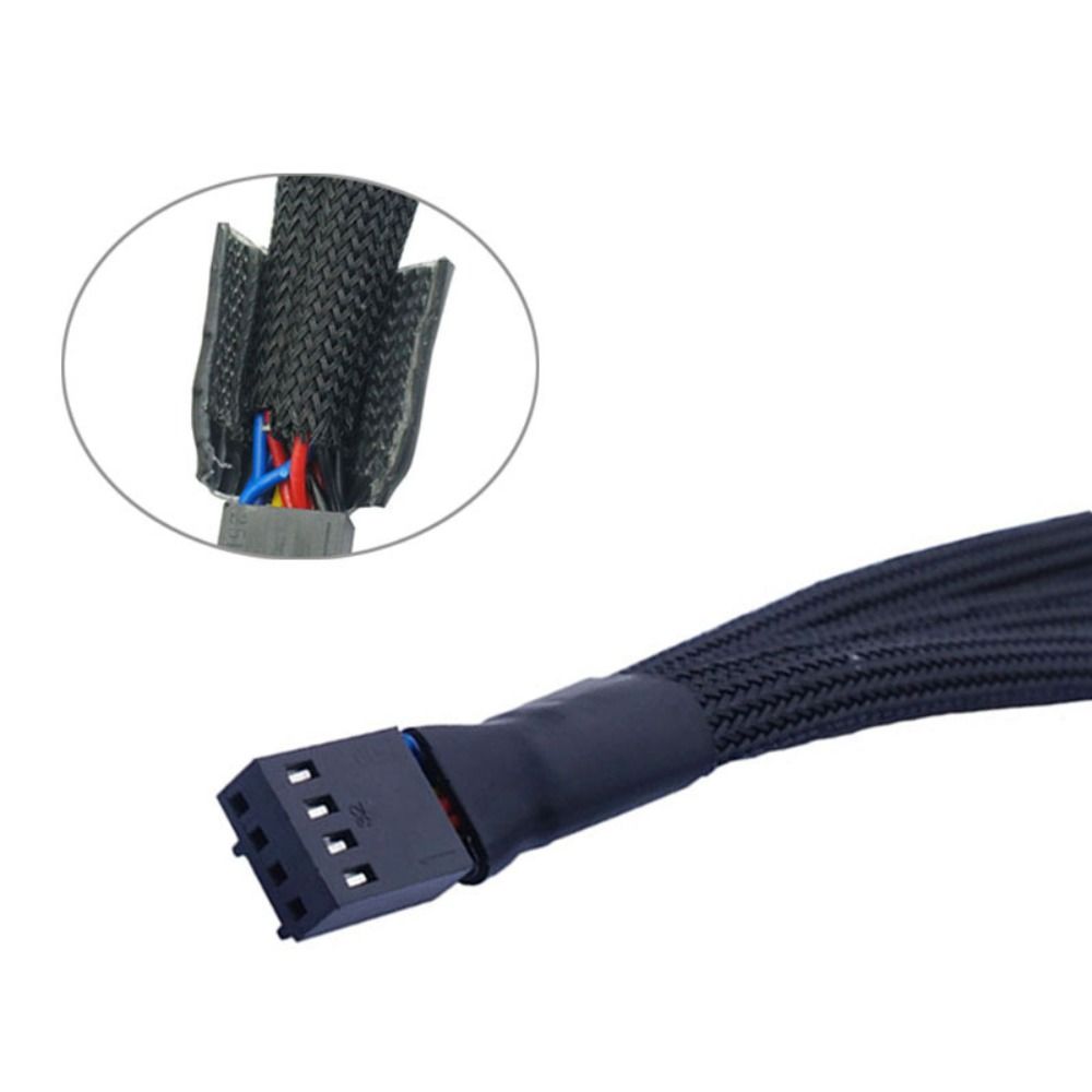 CPU Fan Wire Male To Female 4 Pin Pwm Fan Cable Black Sleeved Braided ...