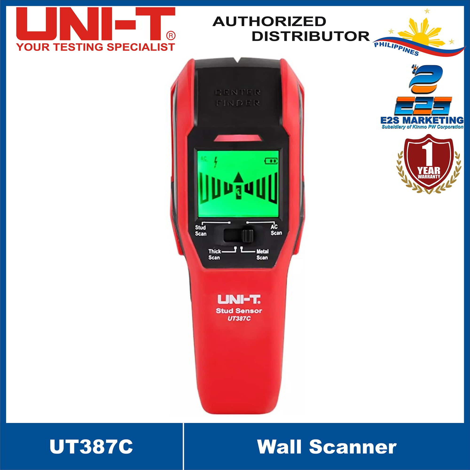 UNI-T Wall Scanner UT-387C Metal Detector 4 in 1 AC Voltage Live Wire ...