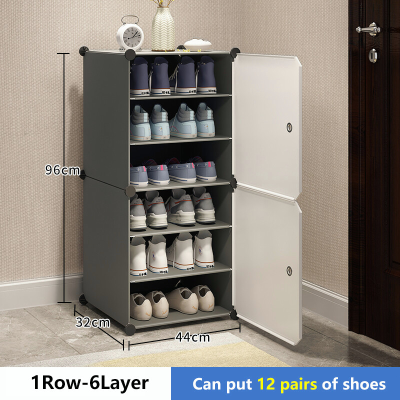 Shoe Rack With Door DIY Rak kasut Storage Box Bertutup Stackable Rack ...