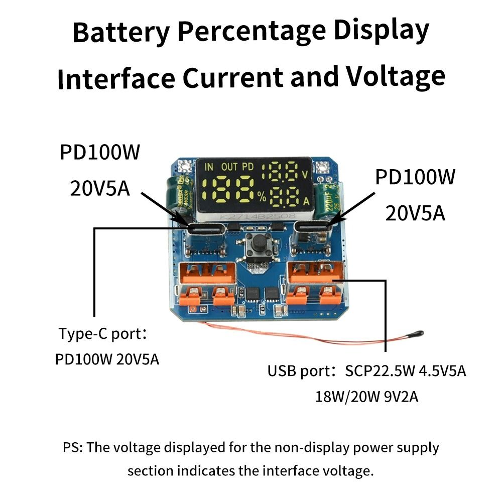 Buck Boost Board 4S Configuration PD 100W Fast Charging Module Digital ...