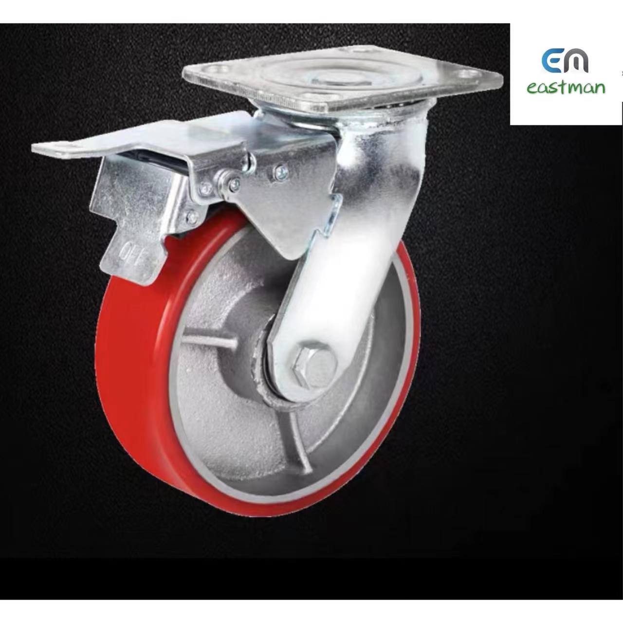 HEAVY DUTY 1pc PU METAL CASTER WHEEL RED COLOR 6 INCH FIXED,SWIVEL ...