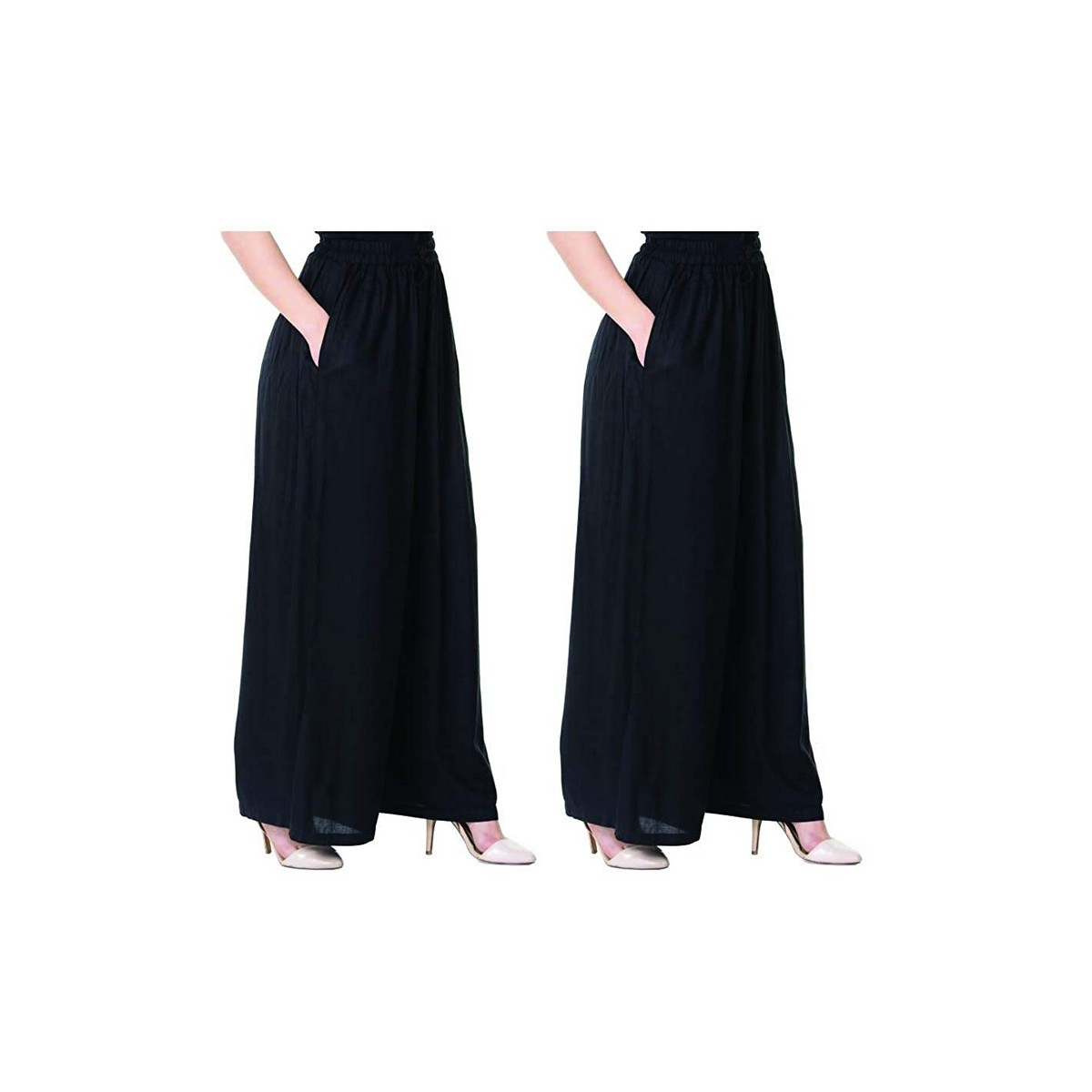 (Pack of 2) Women’s Flapper Style Jersey Palazzo Pants | Lightweight ...
