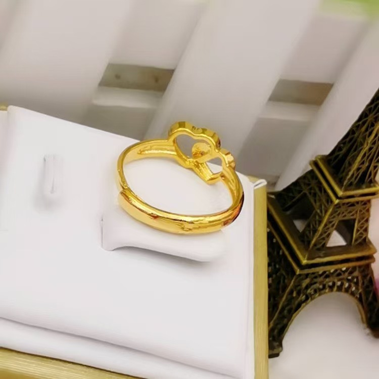 【I was hyped up】Gold-plated double love ring female brass plating ...