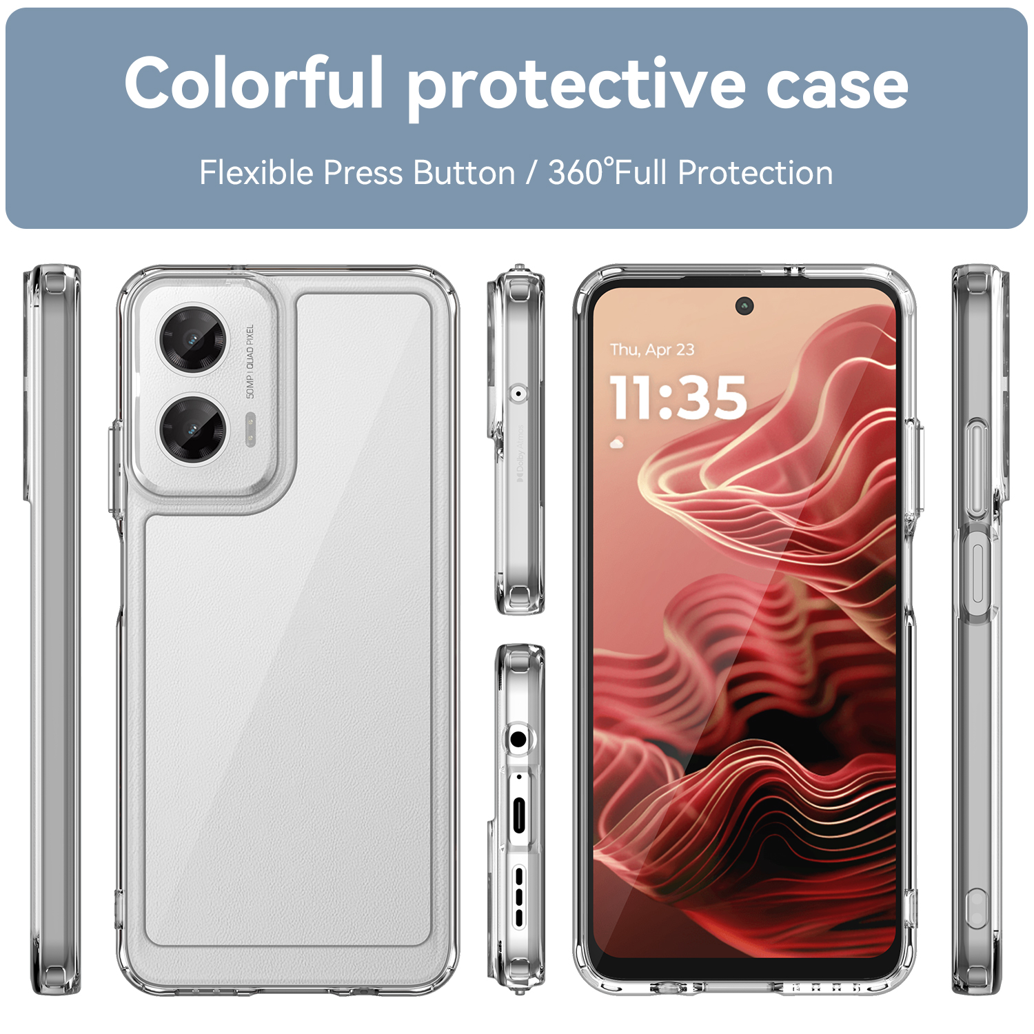 Motorola Moto G35 5G Case, Clear Designed Shockproof Phone Case, Bumper ...