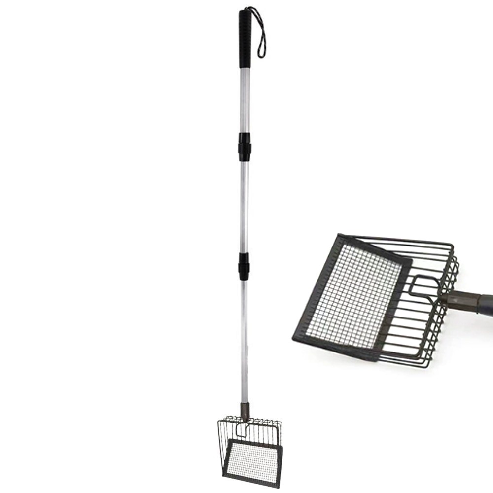 Litter Sifter Stretchable Chicken Coop Rake 3-Section Long Handle Cat ...