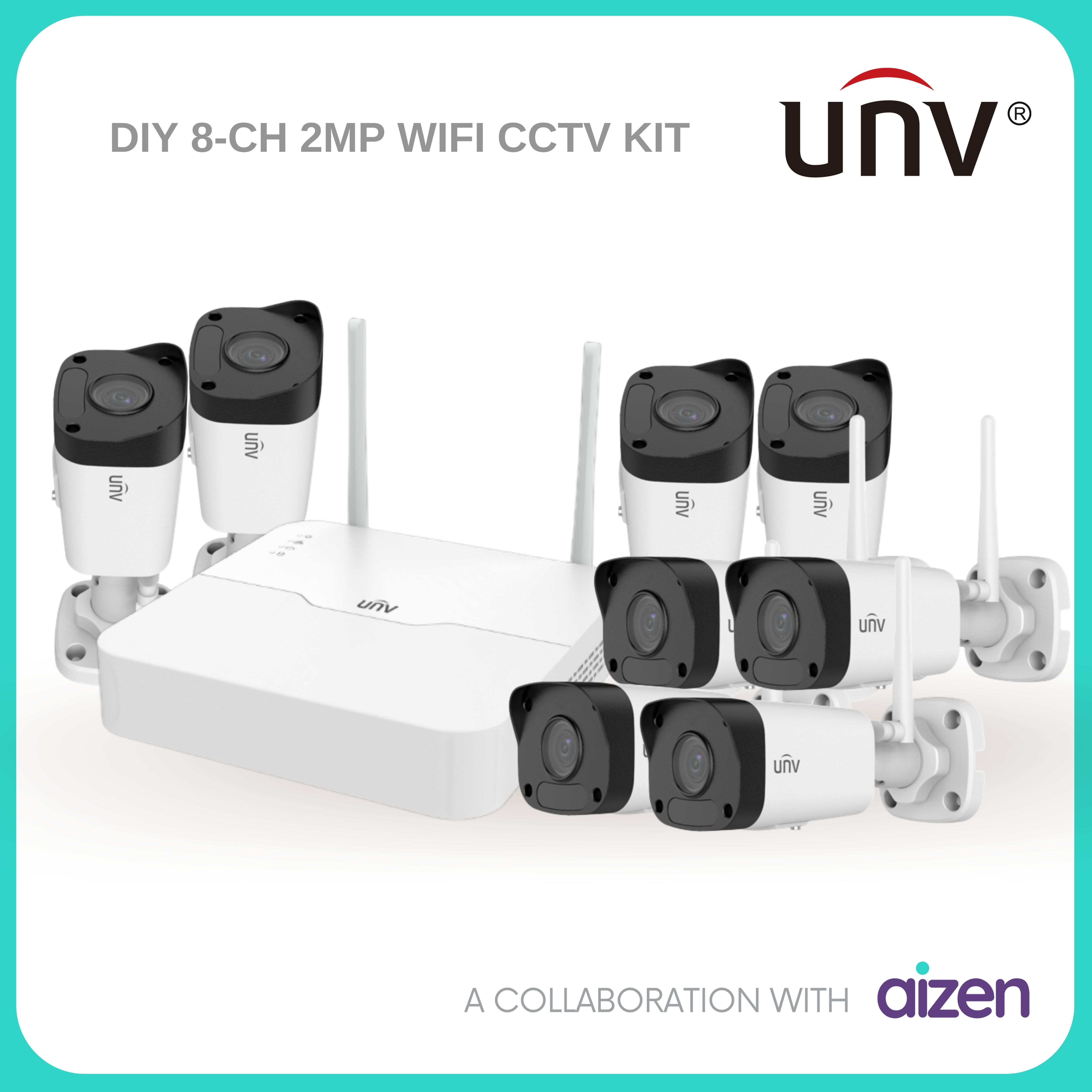 UNV DIY 2MP 4-CH/8-CH WIFI CCTV KIT, Complete CCTV System with 2MP Mini ...